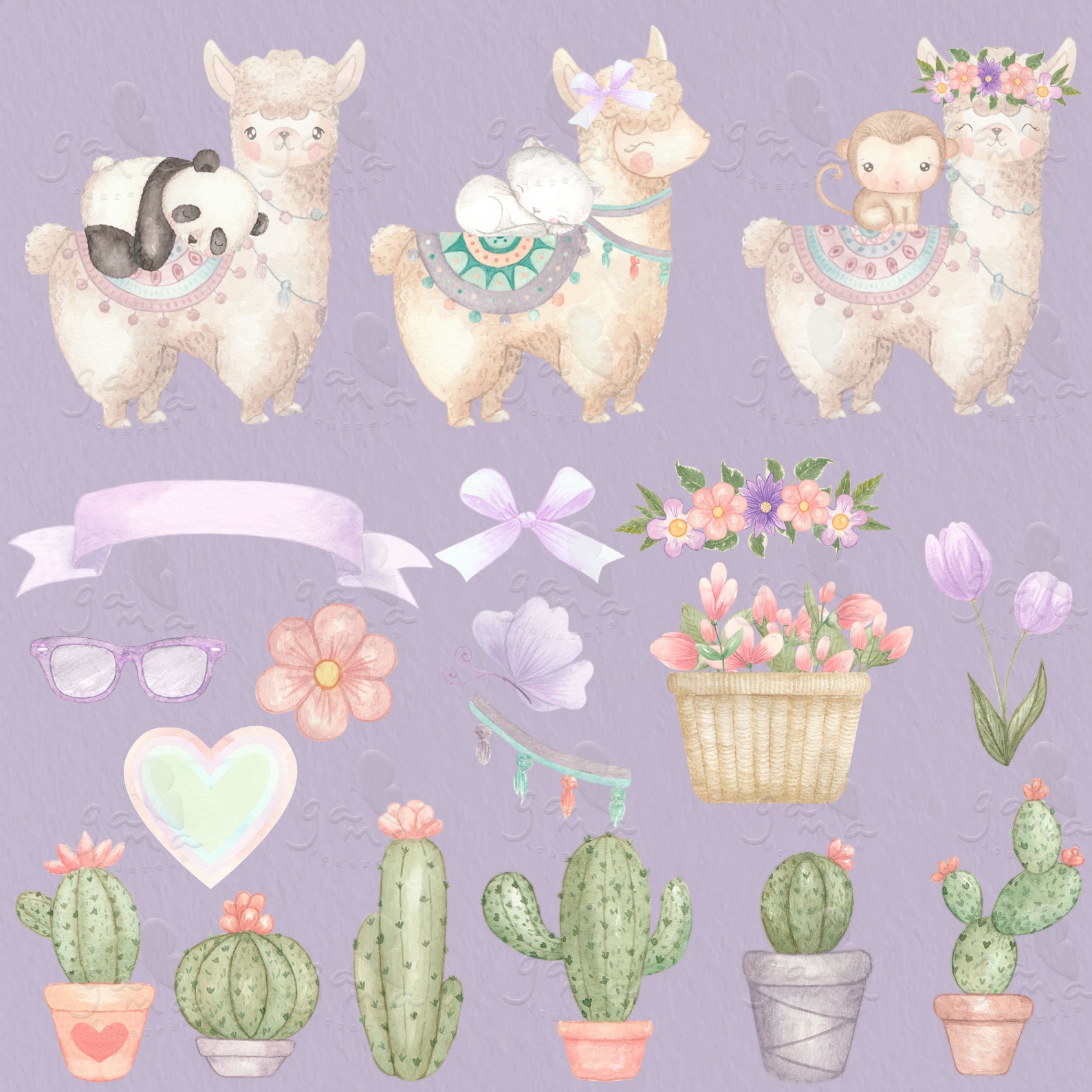 Llama Alpaca PNG Images Watercolor Decoration Digital - Etsy