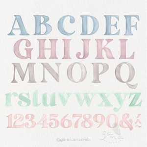 Letters & Numbers Clipart Alphabet Monogram Watercolor - Etsy
