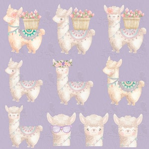 Llama, Alpaca, PNG Images, Watercolor, Decoration, Digital Kit, Png ...