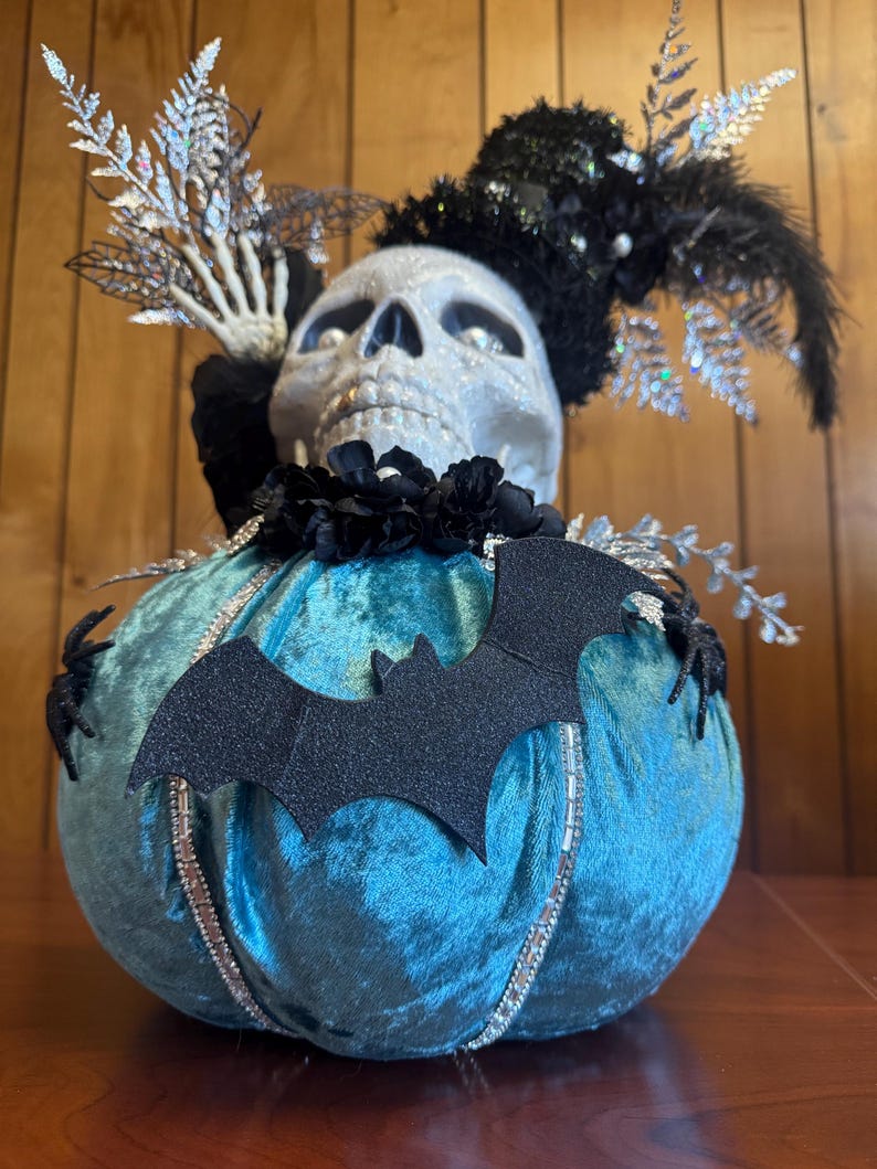 Spooky Glam Pumpkin With Skeleton - Etsy