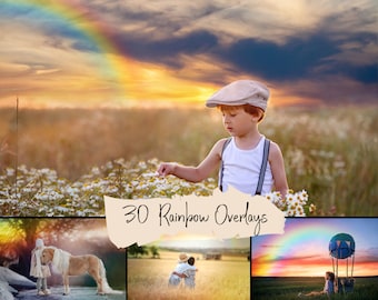 30 Rainbow Overlays, Realistic Rainbow Sky, Photoshop Overlay, Magic ...