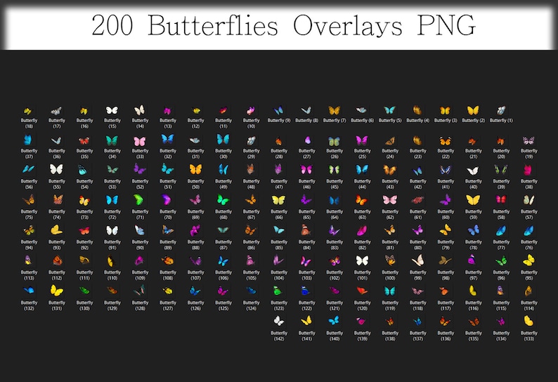 200 Butterfliesy Overlays, Transparent PNG - Etsy