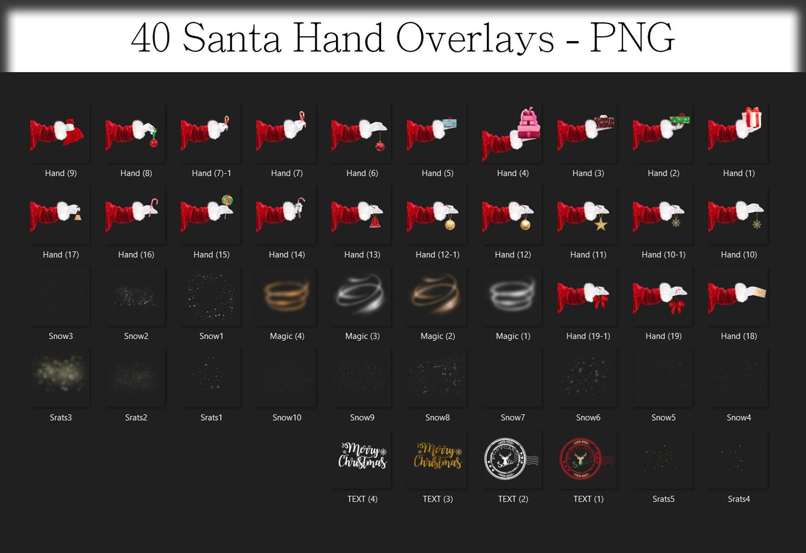 40 Santa Hand Photoshop Overlays PNG - Etsy