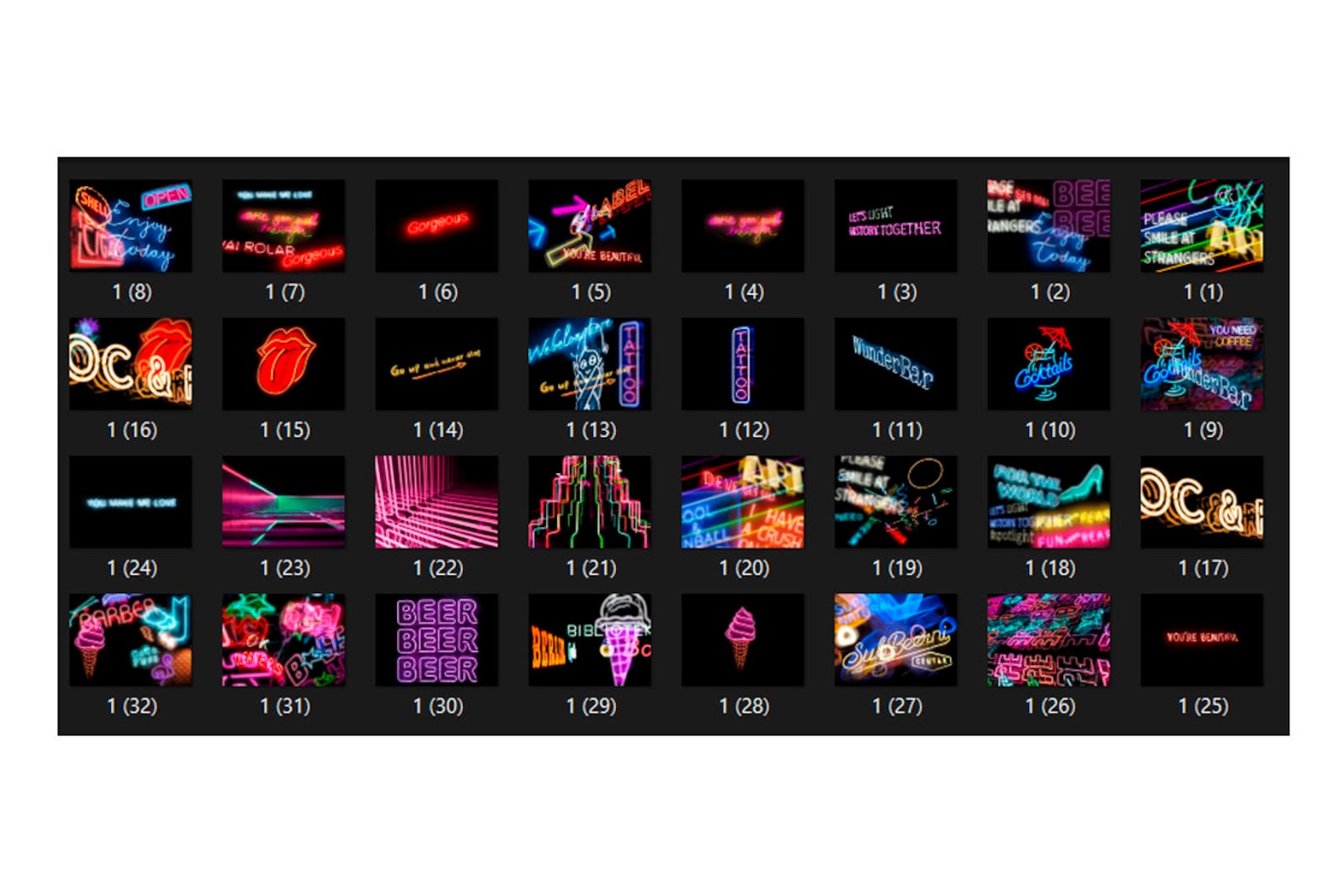 30 Neon Light Effects Overlays, Transparent PNG + JPG - Etsy