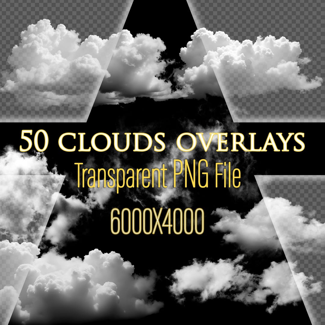 50 Clouds Photo Overlays: Transparent PNG Clipart (digital Download) - Etsy