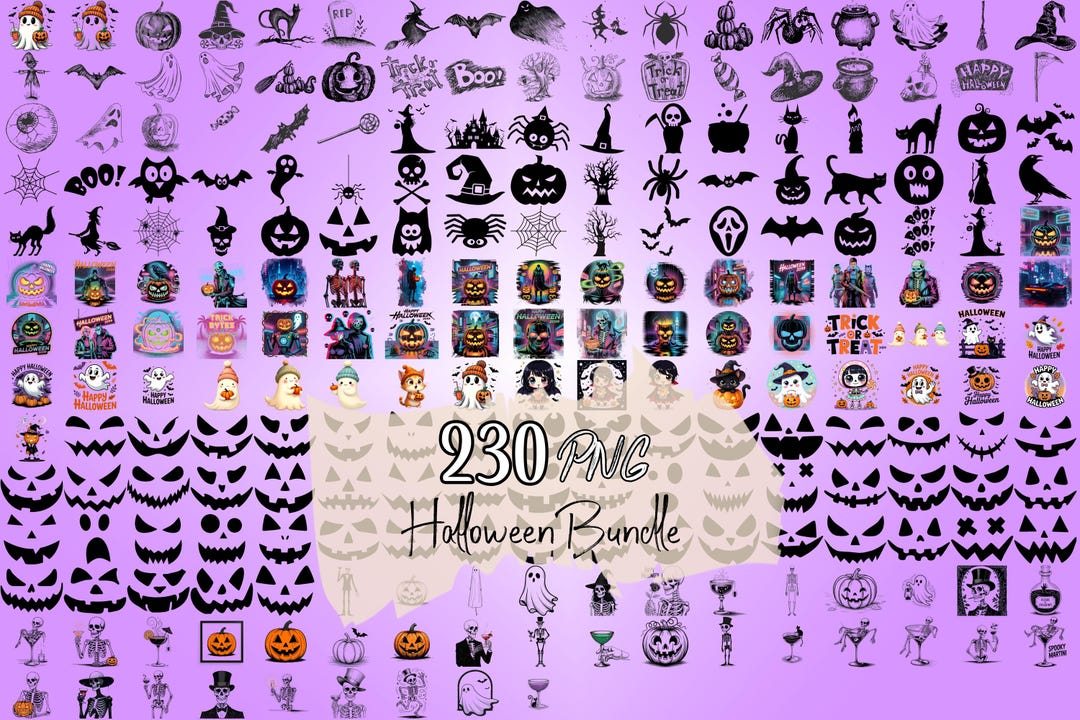 230 Spooky Halloween PNG Clipart Bundle, Ghost, Witch, Pumpkin - Etsy