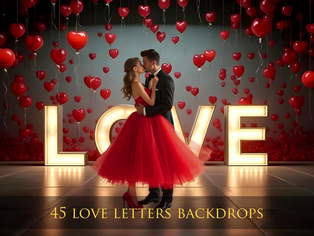 45 Love Letters Digital Backdrops, Valentines Day Digital Backdrops ...
