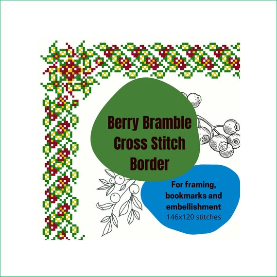 Berry Bramble Cross Stitch Border Floral Border Book Mark | Etsy