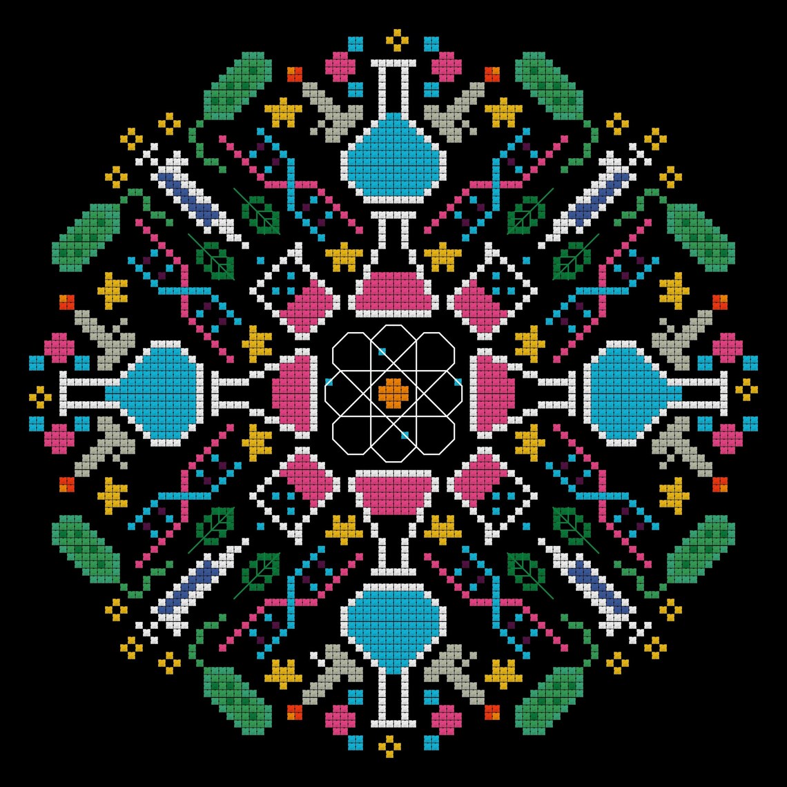 Science & Chemistry Mandala Cross Stitch Pattern - Etsy