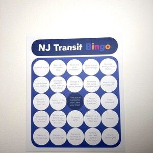 NJ Transit Bingo - Etsy