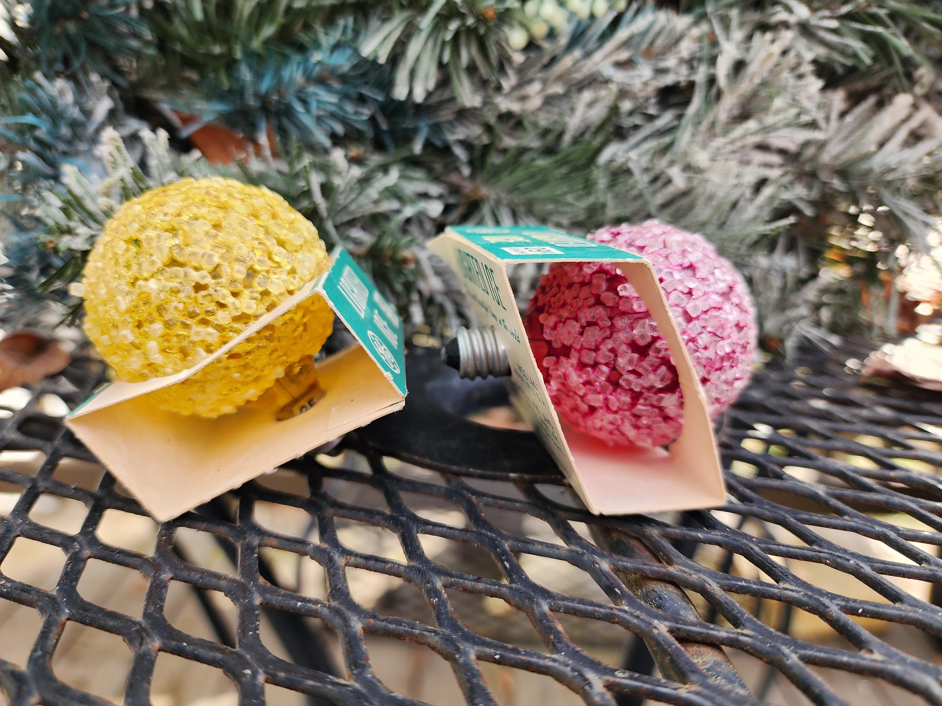 Vintage Christmas Lighted Ice Bulbs,set of 2, Red and Yellow - Etsy