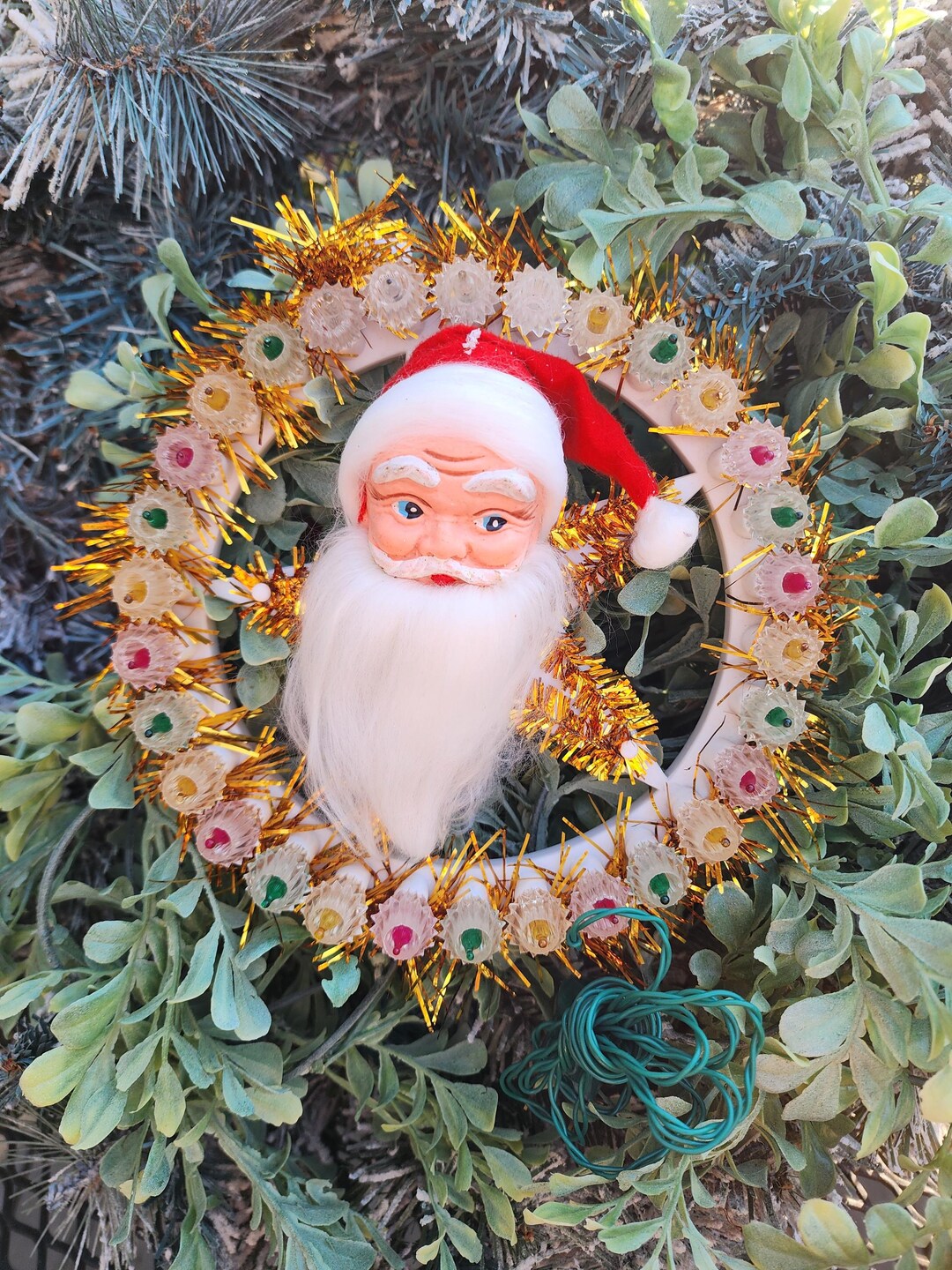 Vintage Christmas Rotating Lite Santa/plaque Tree Topper - Etsy