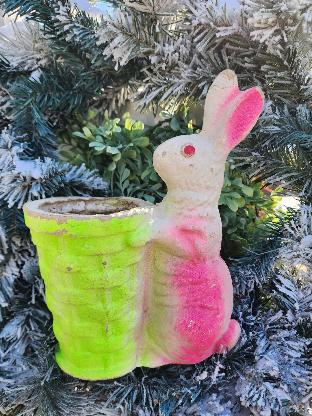Vintage Easter Paper Mache Bunny With Candy Container, Easter Basket - Etsy