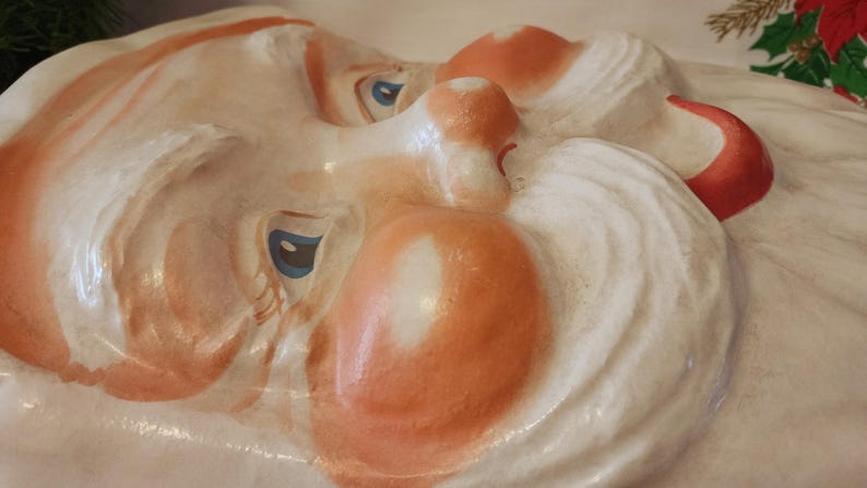 Vintage Christmas Plastic Santa Face Decoration, MCM - Etsy