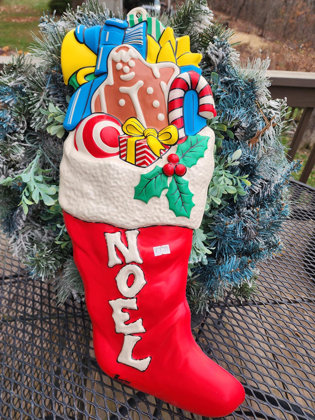 Vintage Christmas Stocking Blow Molded Plastic Decoration, Empire ...
