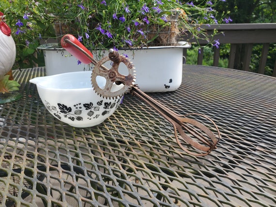 Antique Hand Blender Whipper Hand Mixer Red Handle | Etsy