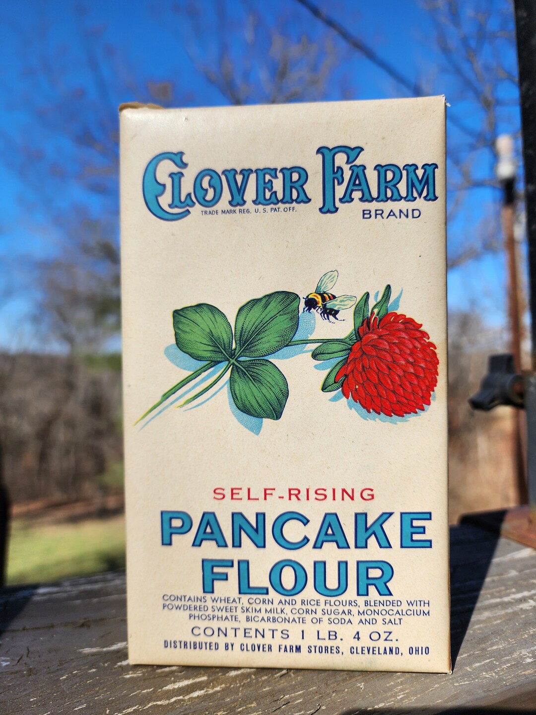 Vintage 1lb. Clover Farm Brand Flour Box, NOS Lable, Pancake Flour ...