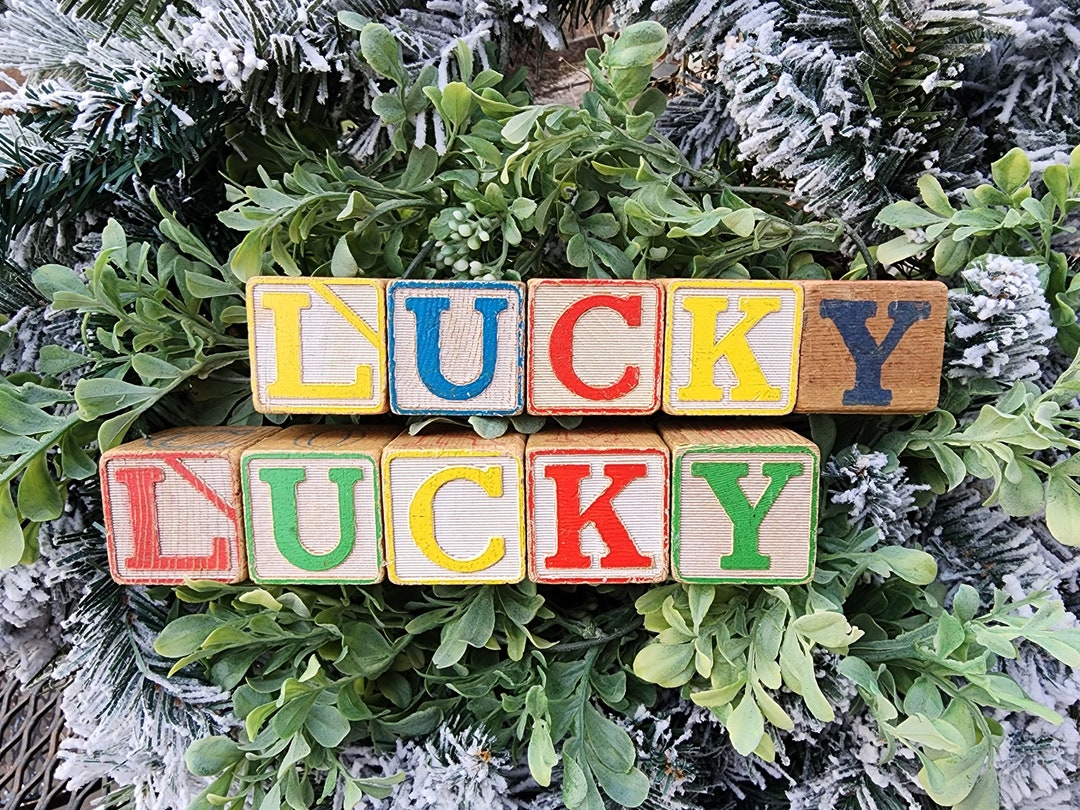 Vintage LUCKY Alphabet Block Word, Large Size Block - Etsy