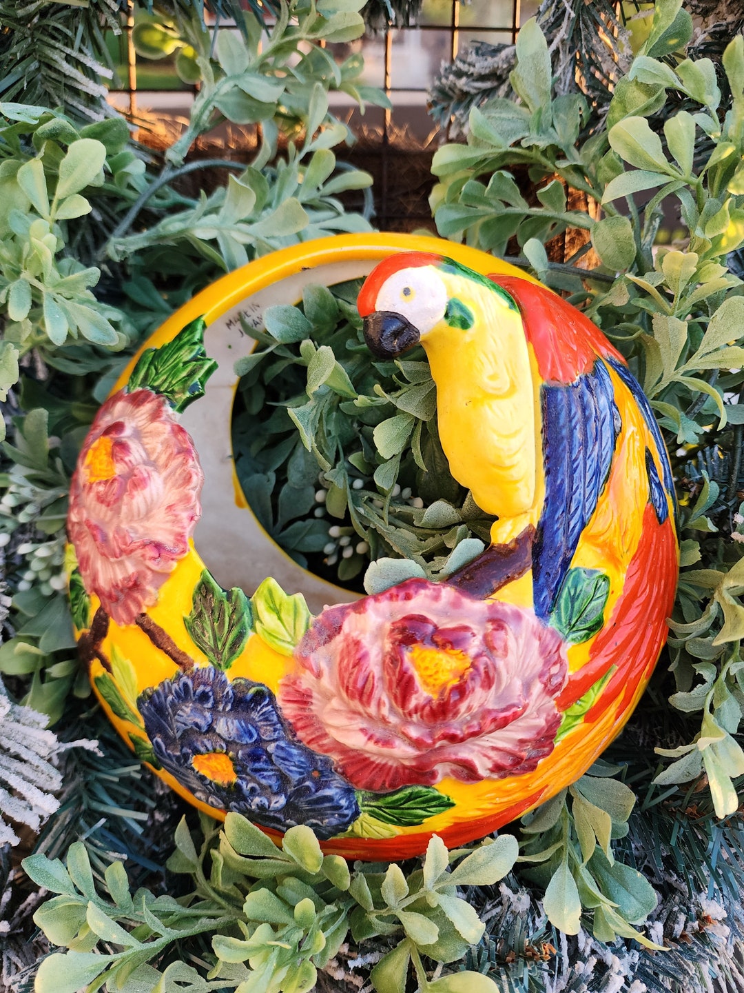 Vintage Garden Hanging Parrot Planter, Japan, Tropical Decor - Etsy