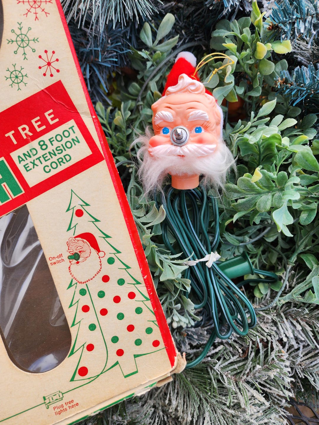 Vintage Christmas Santa Combination Christmas Tree Switch With 8ft ...
