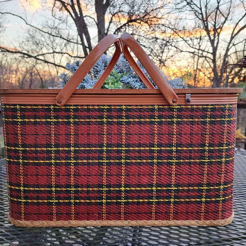 Plaid Picnic Basket - Etsy