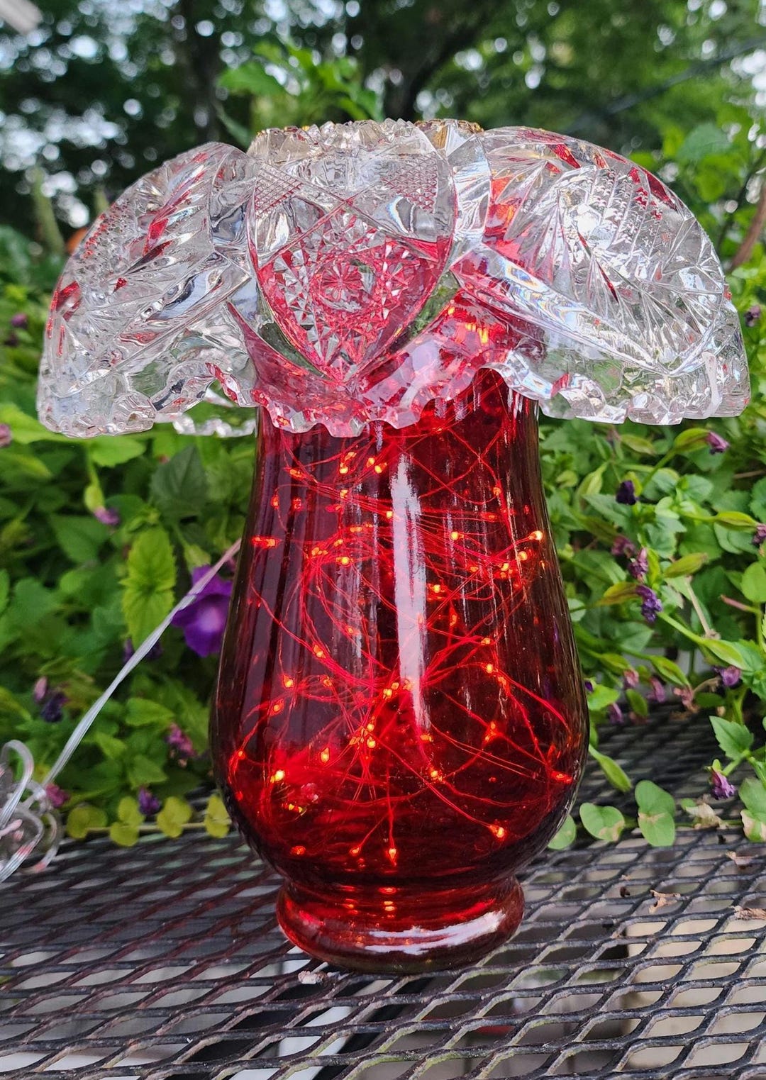 Vintage Upcycled Depression Glass Light-up Mushroom, Luminary ...