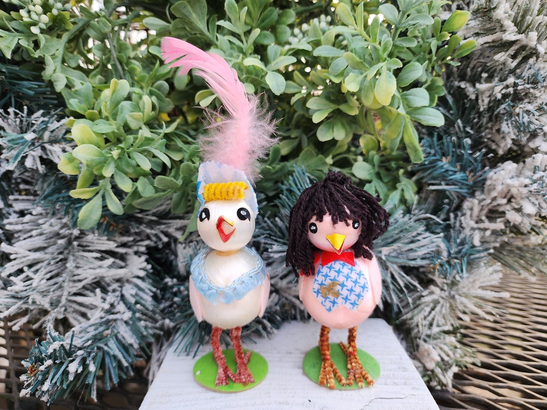 Vintage Silk Spun Ducks/chicks Mr./mrs., Pink, Easter, Decoration ...