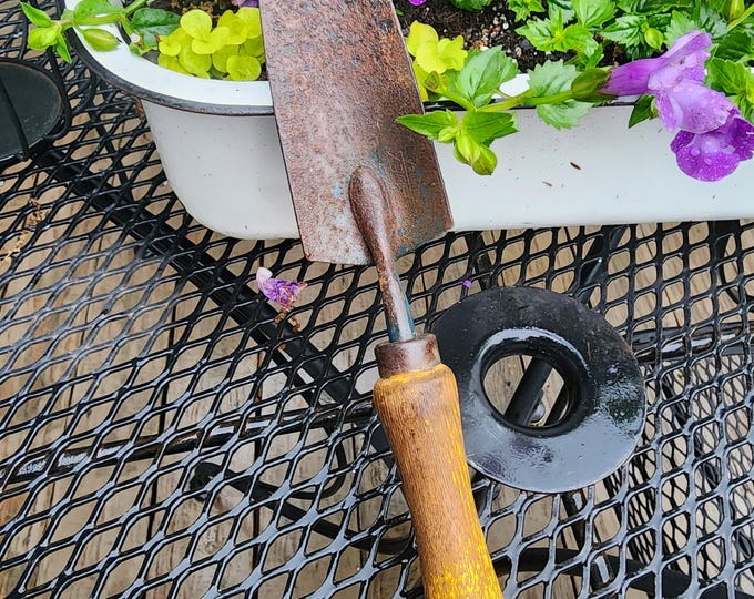 Vintage Garden Hand Tool, Shovel, Yellow/blue - Etsy