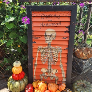 Repurposed Farmhouse Shutter Wall Hanging, Black Shutter, Halloween ...