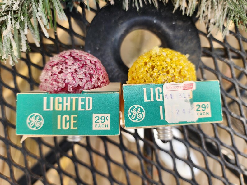 Vintage Christmas Lighted Ice Bulbs,set of 2, Red and Yellow - Etsy