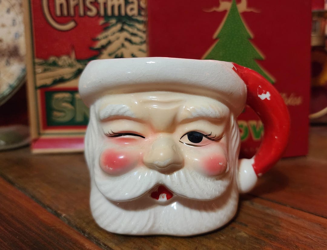 Vintage Christmas Winking Santa Mug, Japan - Etsy