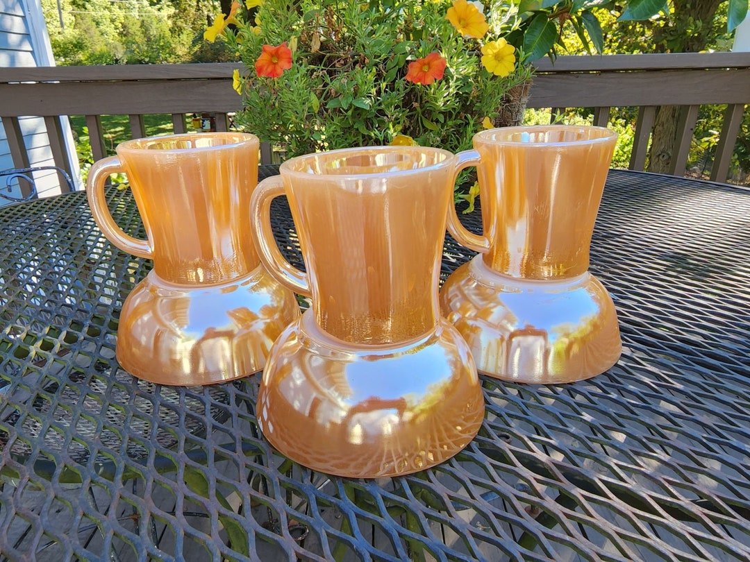 Set of 3 Lusterware Mugs and Berry Bowls, Orange - Etsy