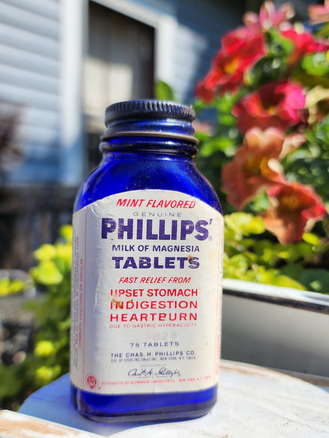Vintage Phillips Milk of Magnesia Bottle, Cobalt Blue, Bathroom ...