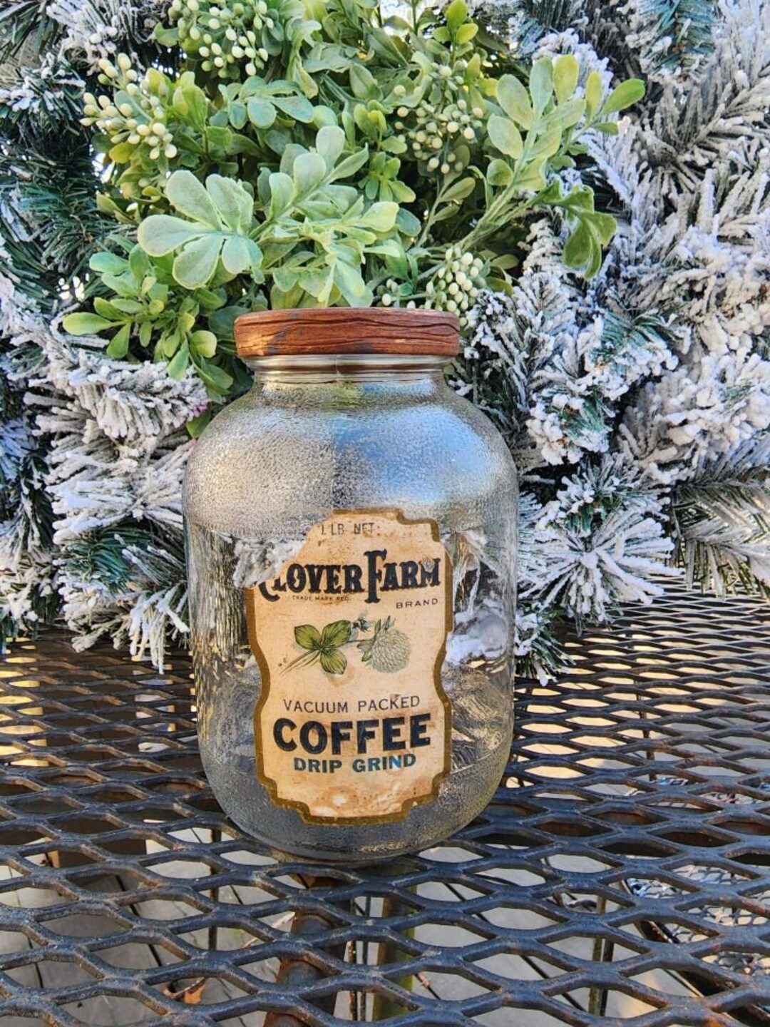 Vintage Clover Farm Coffee Jar With Paper Cap, Paper Label, 1 Lbs - Etsy