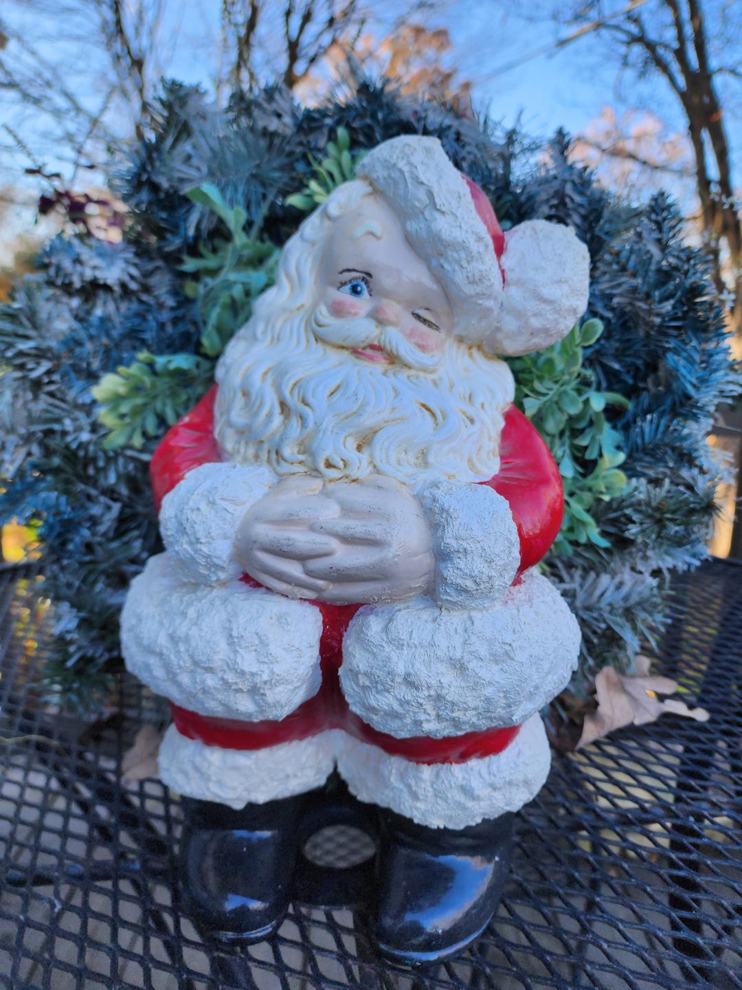 Vintage Christmas Blue Eyed Ceramic Santa, Atlantic Mold - Etsy