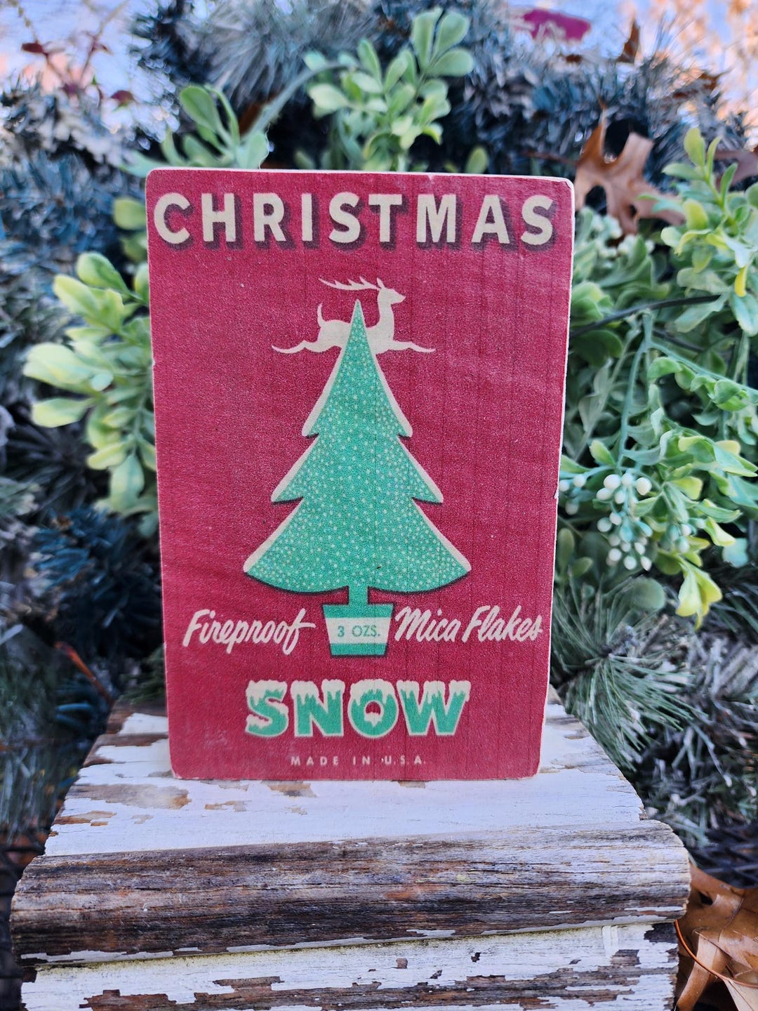 Handmade Salvaged Wood Block Sign, Vintage Christmas, Tabletop/mantle ...