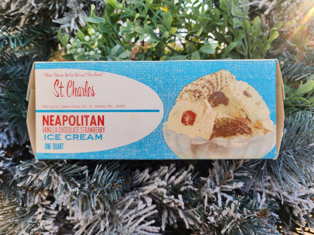 Vintage St. Charles Dairy Co Neaopolitan Ice Cream Container, One Quart ...