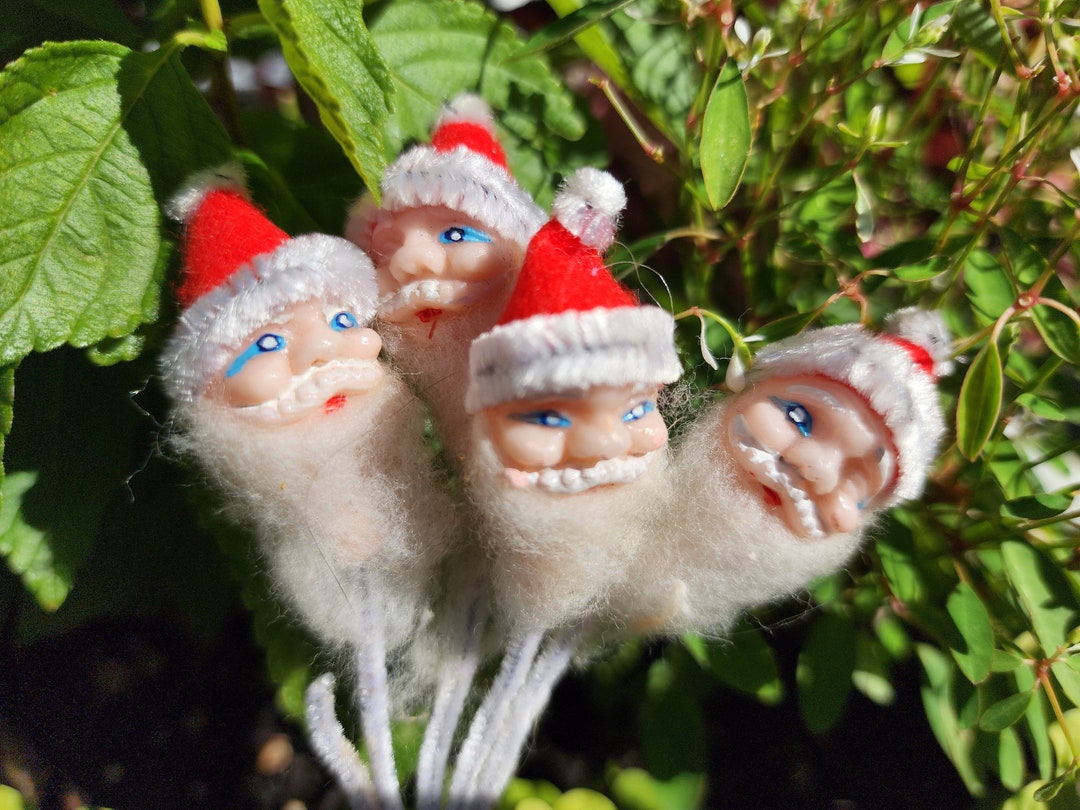 Vintage Christmas Hand Spun Cotton Santa Picks, Set of 4 - Etsy