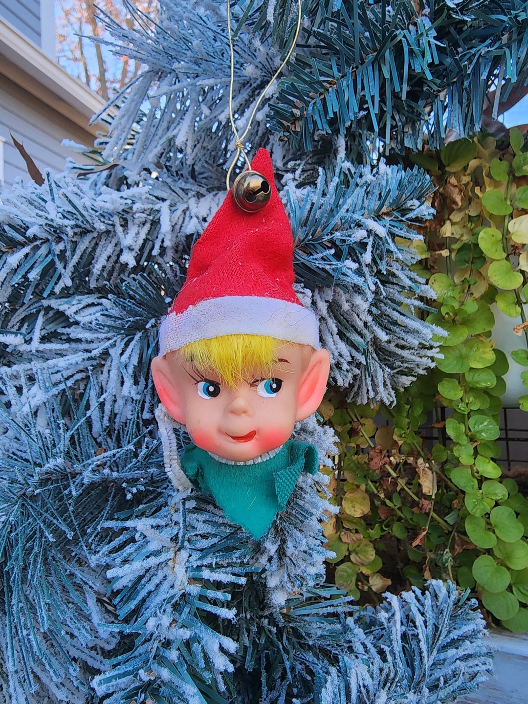 Vintage Christmas Elf Head Ornament, Light Cover - Etsy