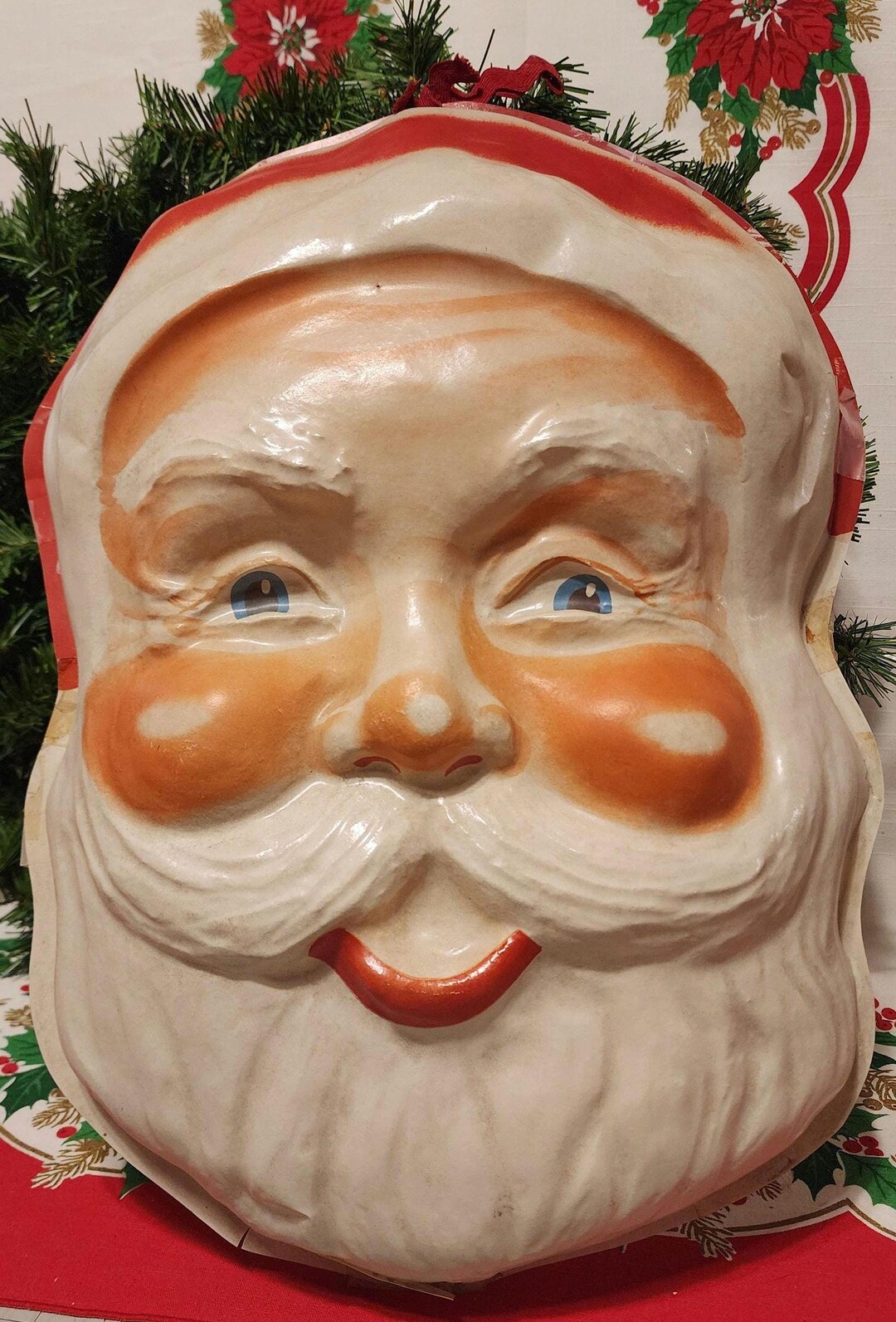 Vintage Christmas Plastic Santa Face Decoration, MCM - Etsy