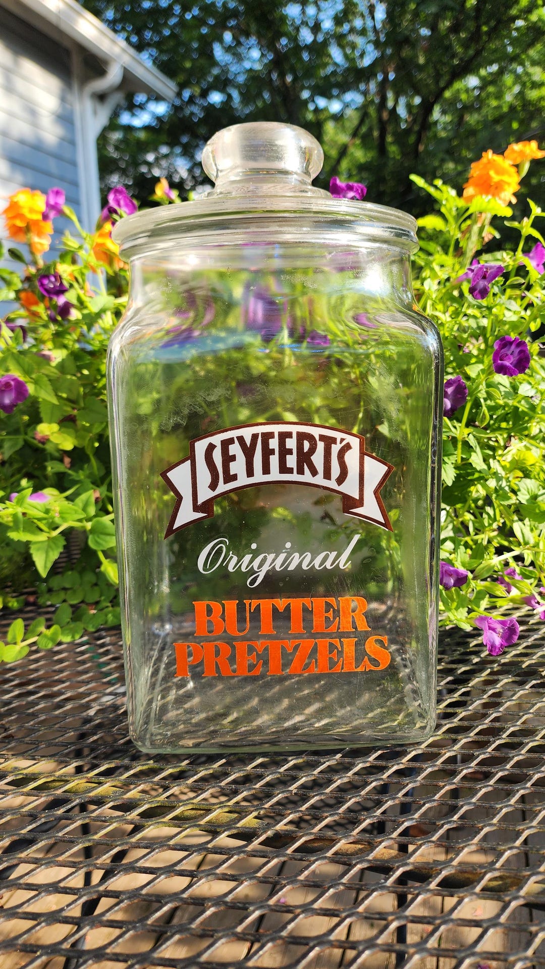 Vintage Seyferts Pretzel Snack Jar, Glass Jar With Lid - Etsy