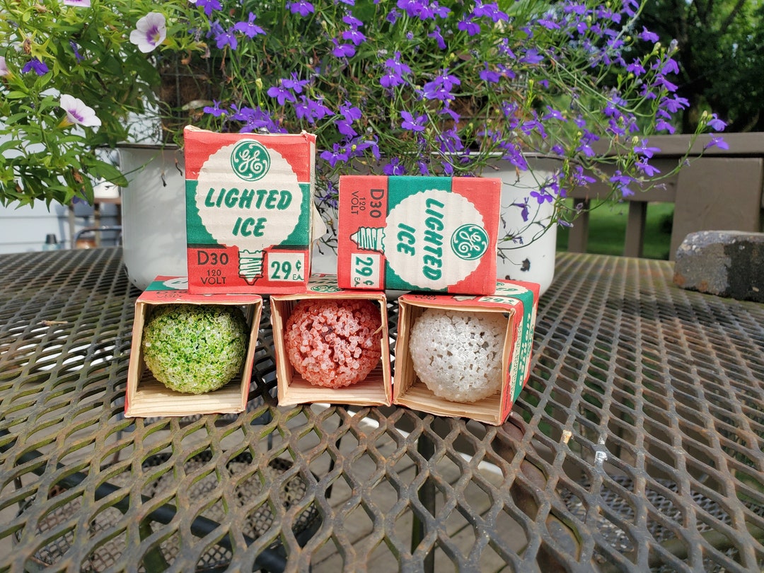 Vintage Christmas Lighted Ice Bulbs, General Electric, Set of 5, Multi ...