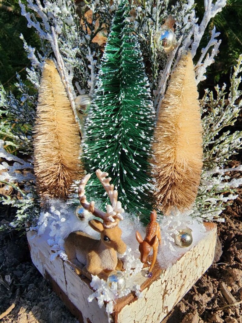 Vintage Tin Tree Diorama Vintage Christmas Winter Decor - Etsy