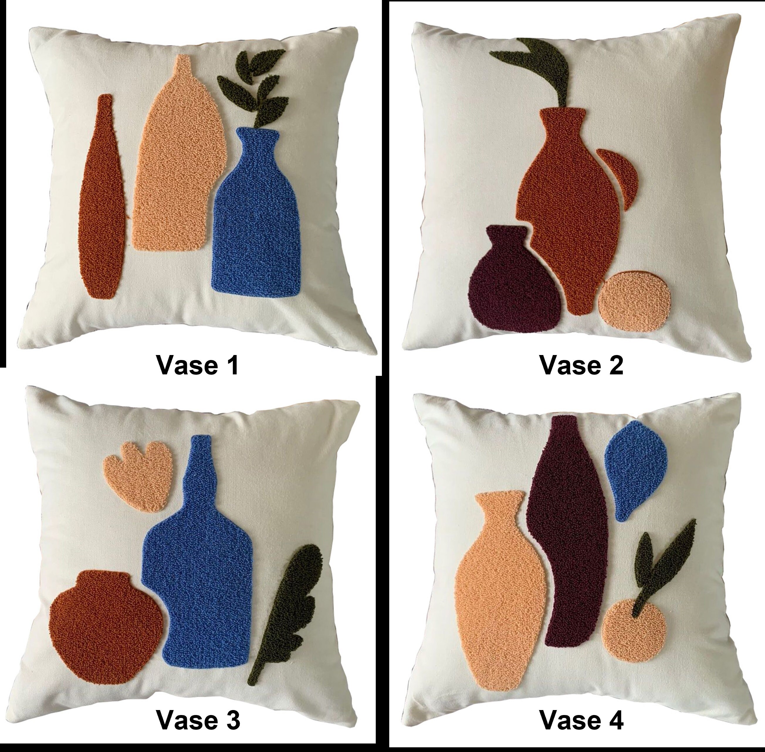 Luxury Cotton Tufted Embroidery Cushion Cover With Invisible - Etsy UK