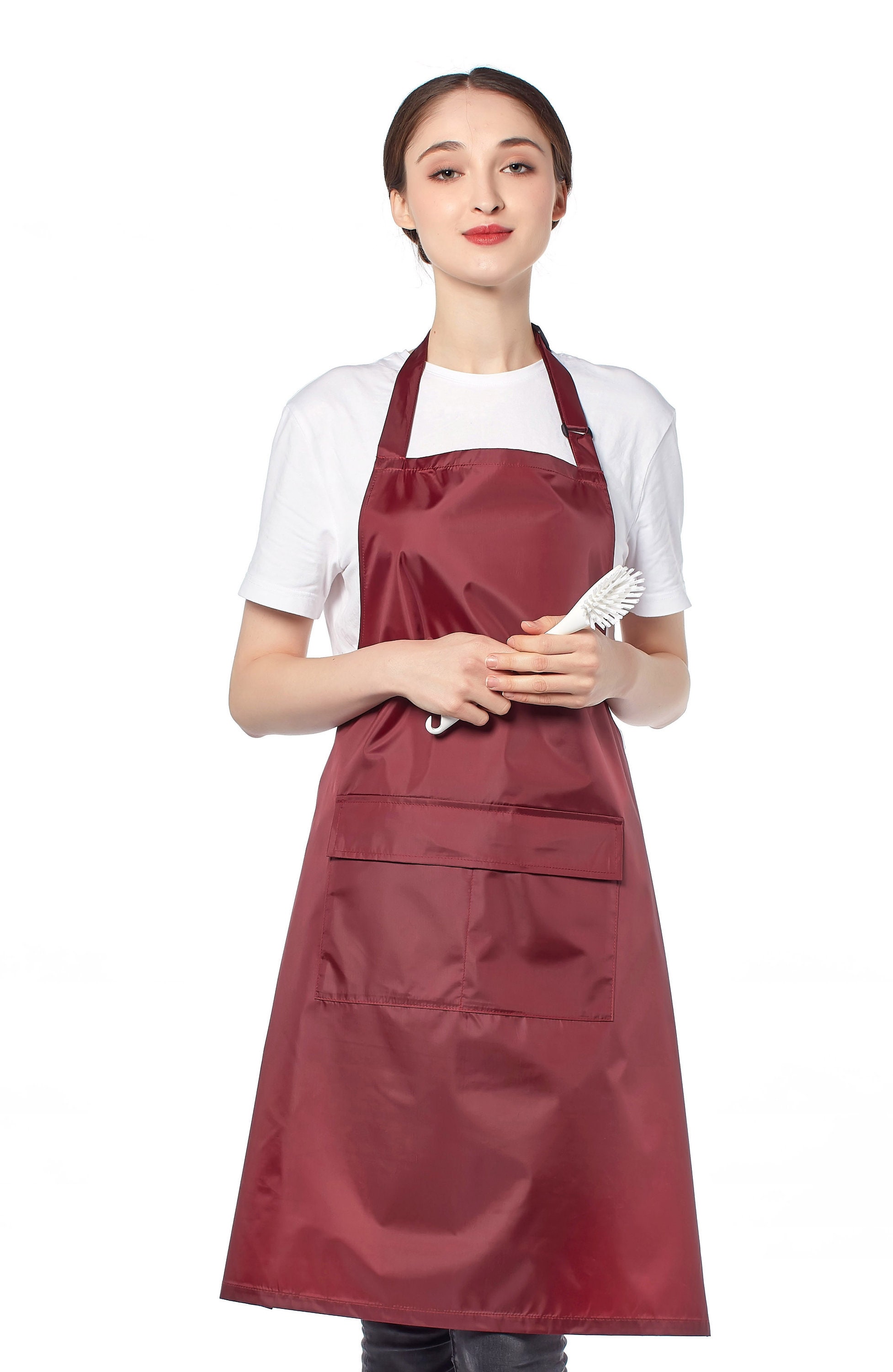 Red Waterproof Soft PVC Apron With Adjustable Neck Strap and | Etsy UK