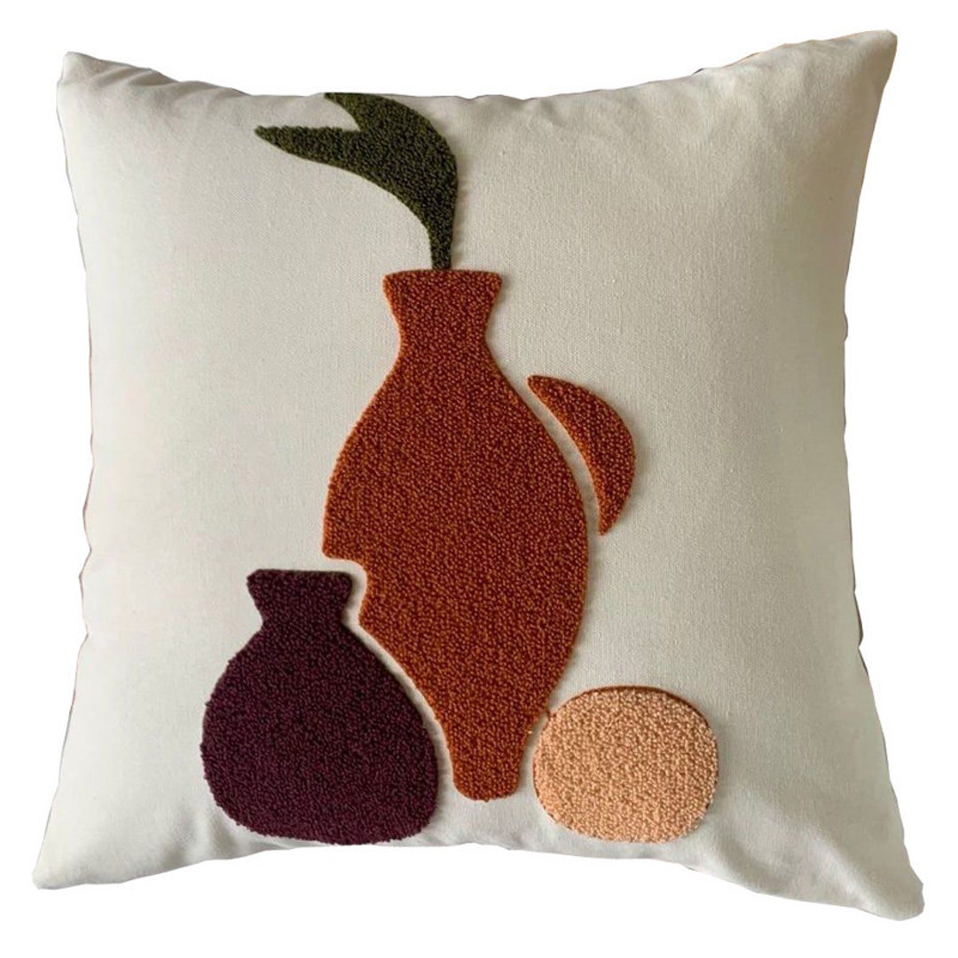 Luxury Cotton Tufted Embroidery Cushion Cover With Invisible Zipper, 18 ...