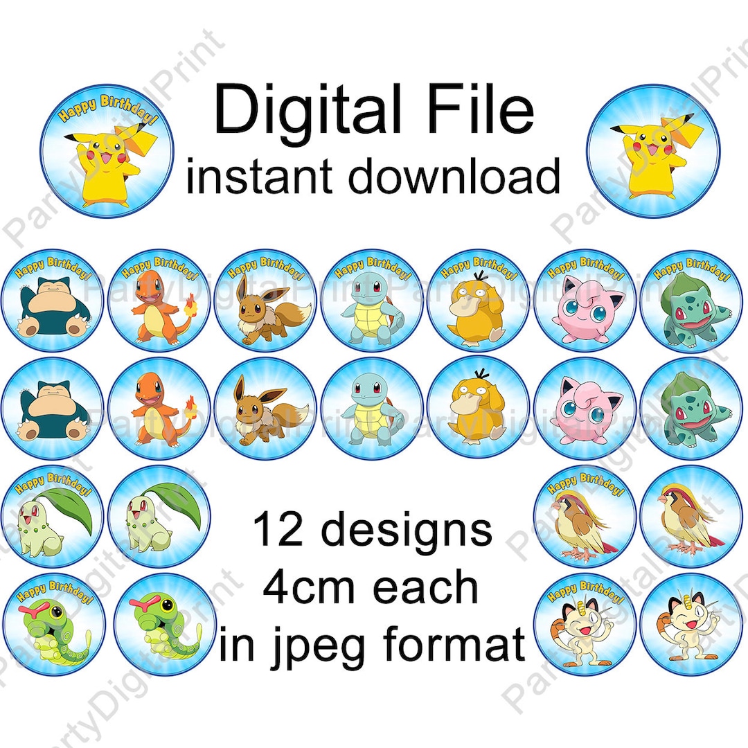 Pokemon Cupcake Topper / Instant Download / Birthday Deco - Etsy