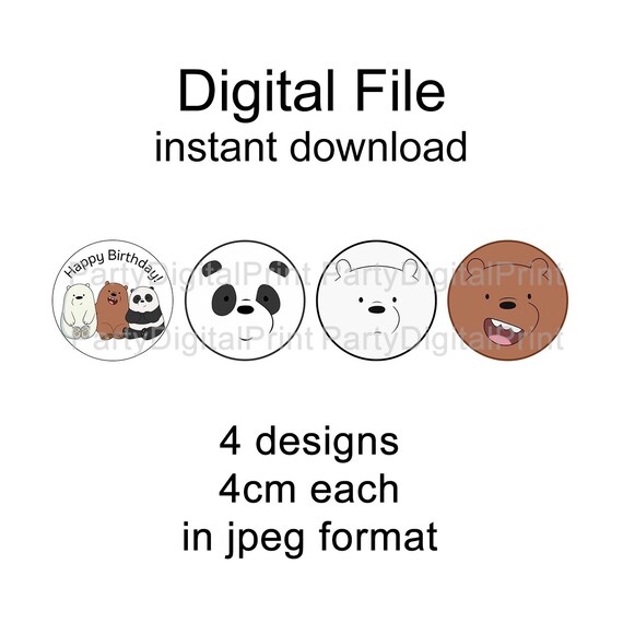 We Bare Bear Cupcake Topper / Instant Download / Birthday Deco | Etsy
