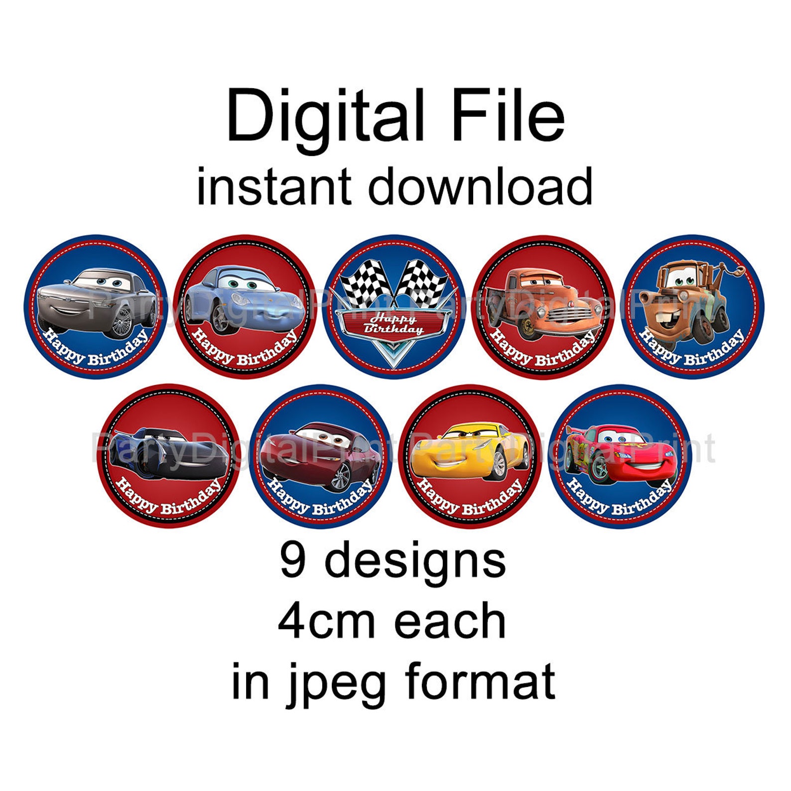 Disney Cars Cupcake Topper / Instant Download / Birthday Deco - Etsy