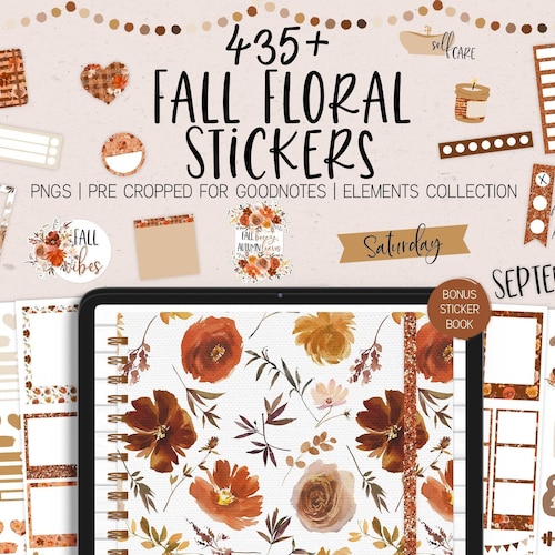 Autumn Digital Stickers Goodnotes Floral Sticker Book - Etsy